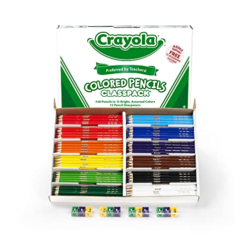Crayola Colored Pencils Classpack, 240 Count, Bulk Classroom Supplies For Teachers, 12 Assorted Colors