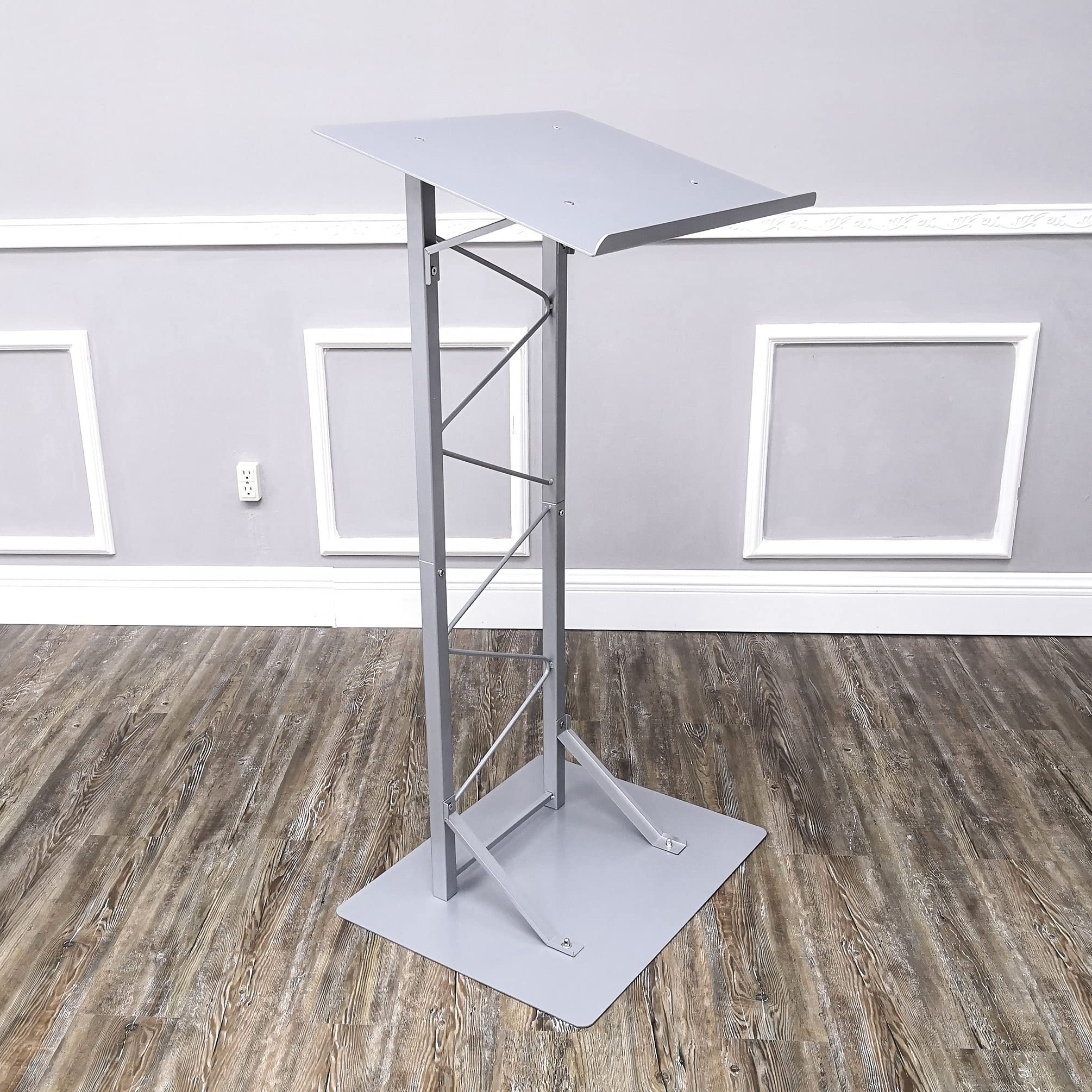 FixtureDisplays® 25" Single Truss Podium for Floor, Steel - Silver 19627 19627