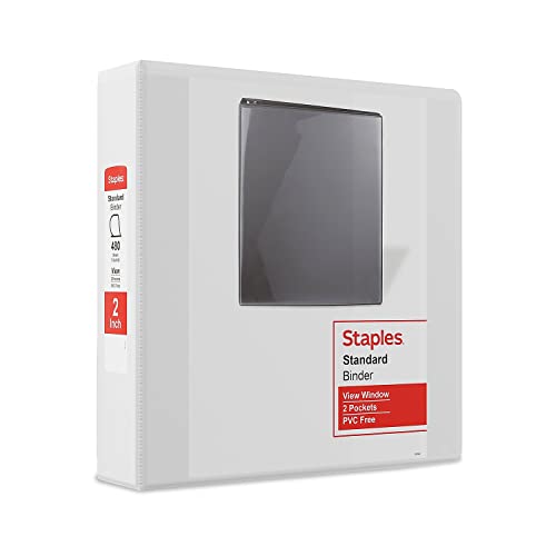 Staples 2661486 Standard 2-Inch 3-Ring View Binders White 6/Carton (26444Ct)