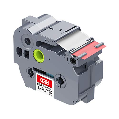 IDIK 1PK White on Red Standard Laminated Label Tape Compatible for Brother P-Touch TZe-465 TZ465 TZe465(36mm x 8m)