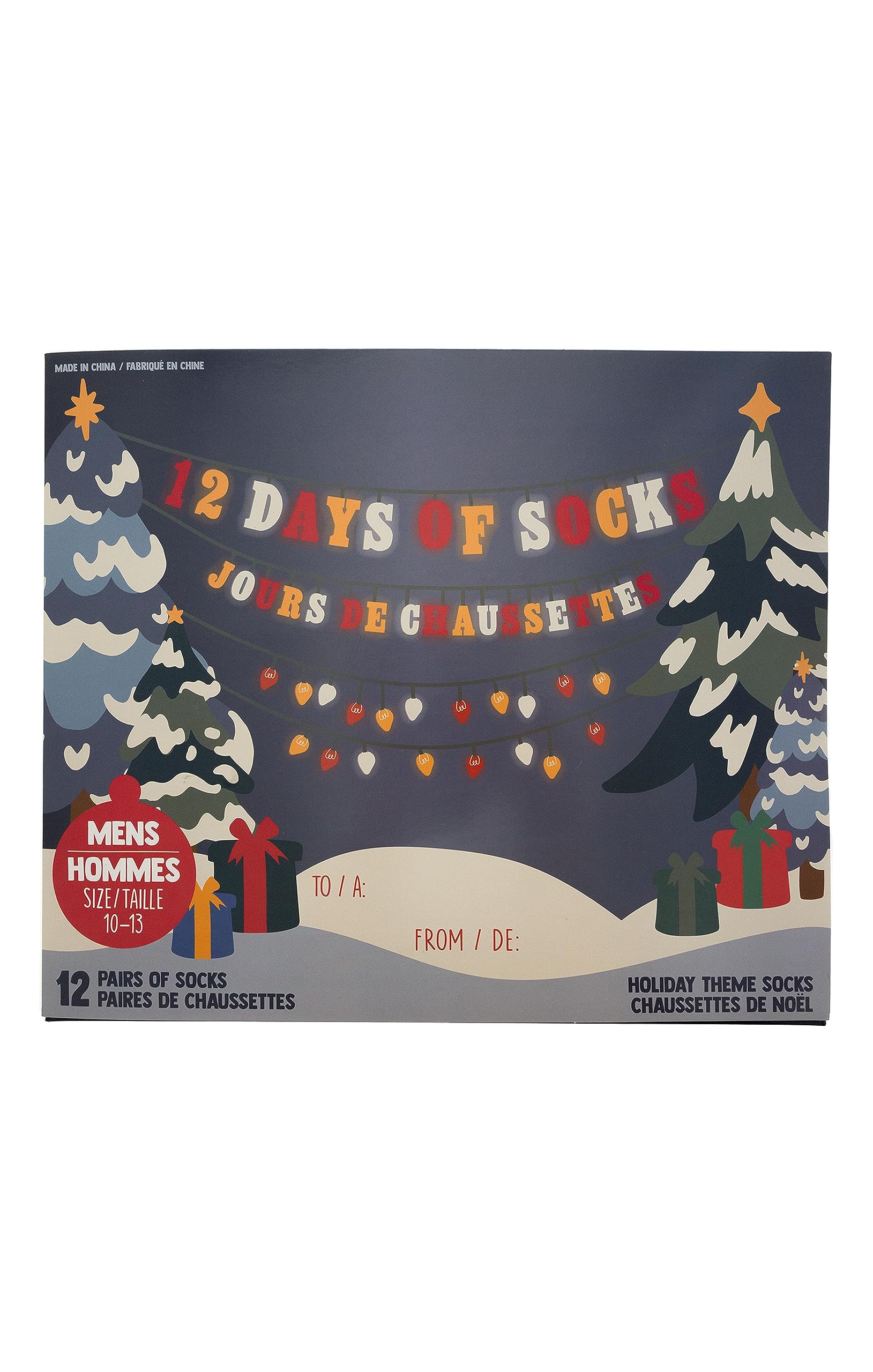 Gertex Men's 12 Days of Socks Holiday Christmas Advent Calendar Gift Box