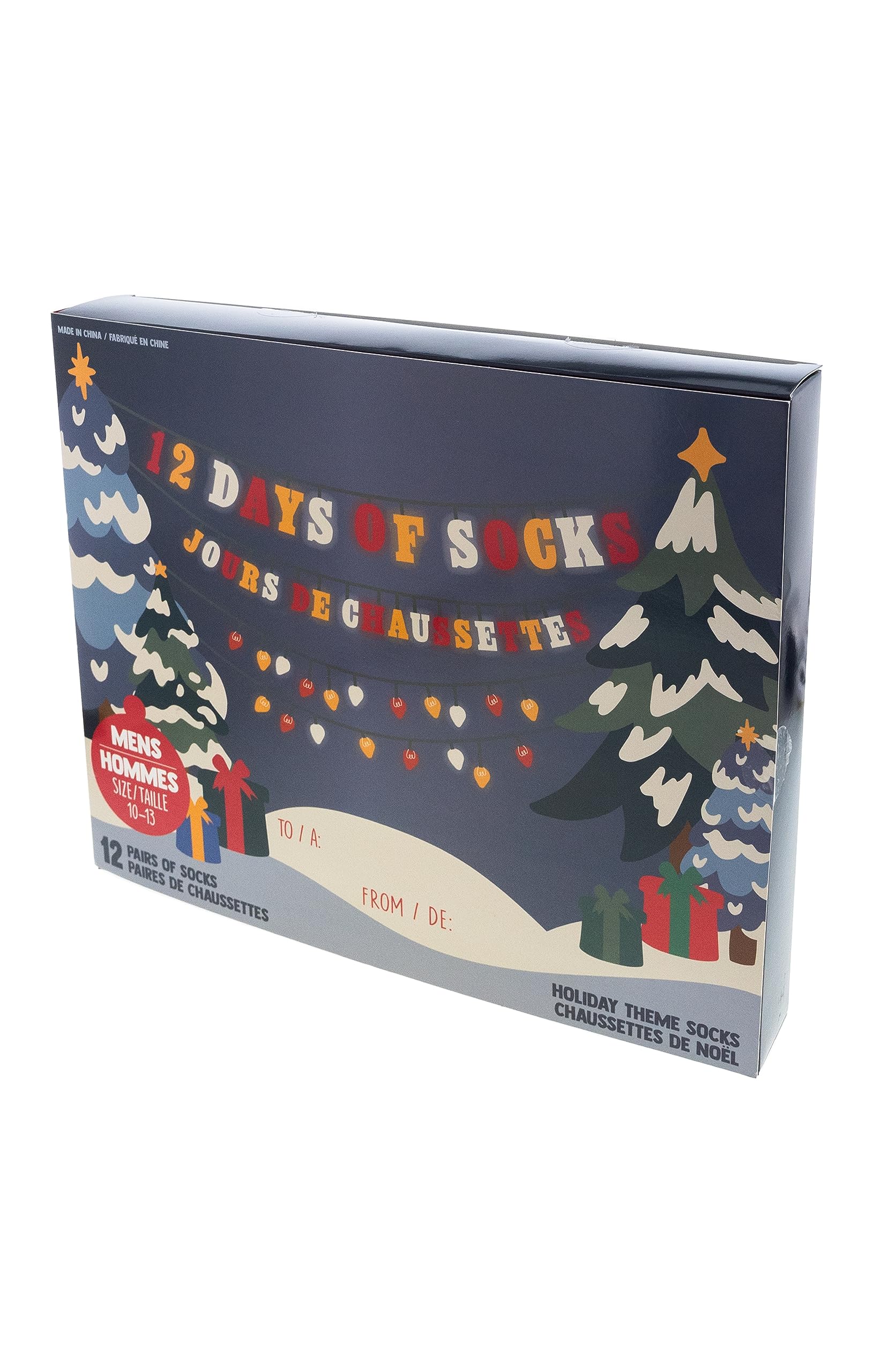 Gertex Men's 12 Days of Socks Holiday Christmas Advent Calendar Gift Box
