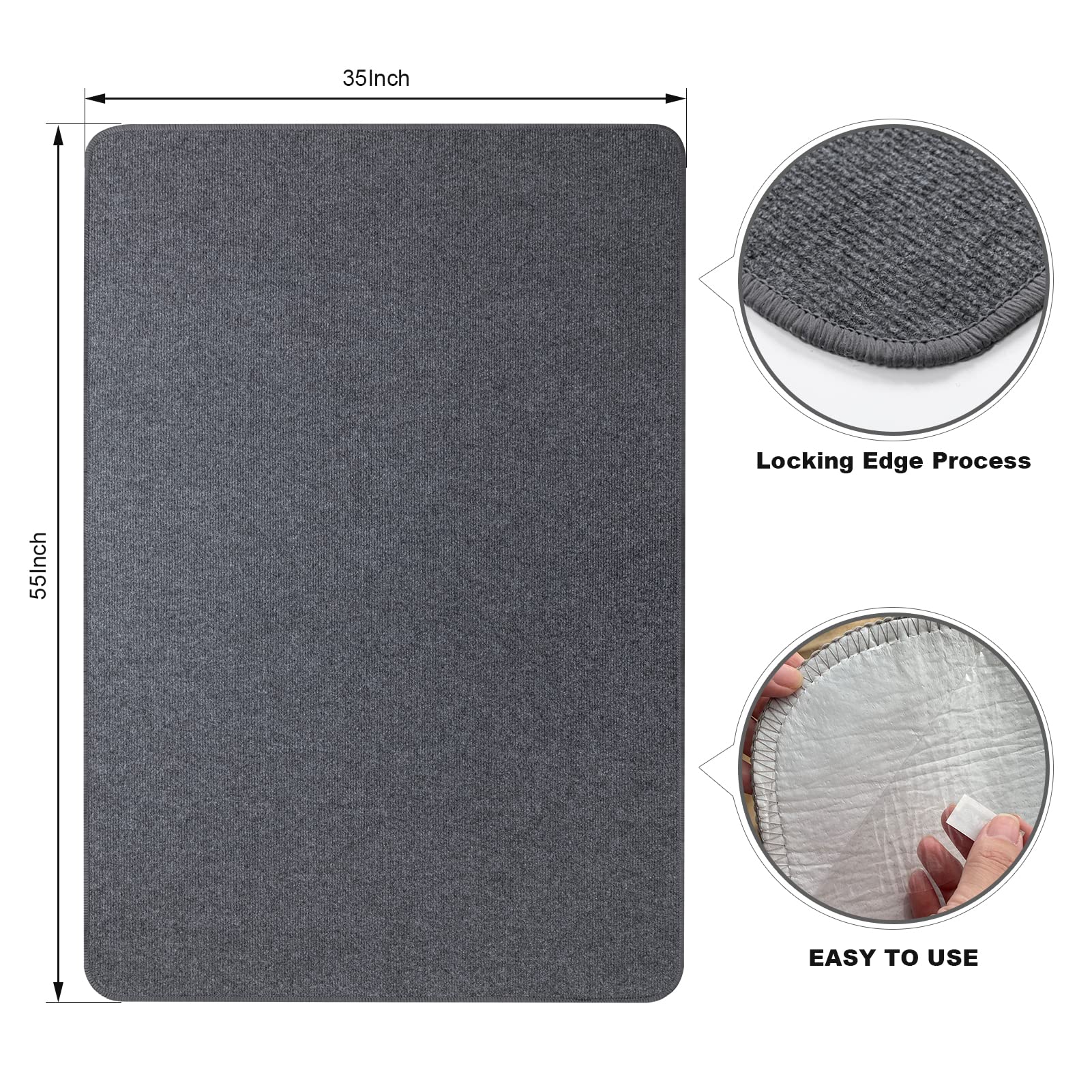 CELION Edging Office Chair Mat for Hardwood & Tile Floor, 55"x35" Computer Gaming Rolling Chair Mat, Under Desk Low-Pile Rug, Large Anti-Slip Floor Protector for Home Office (Dark Grey, 55" x 35")