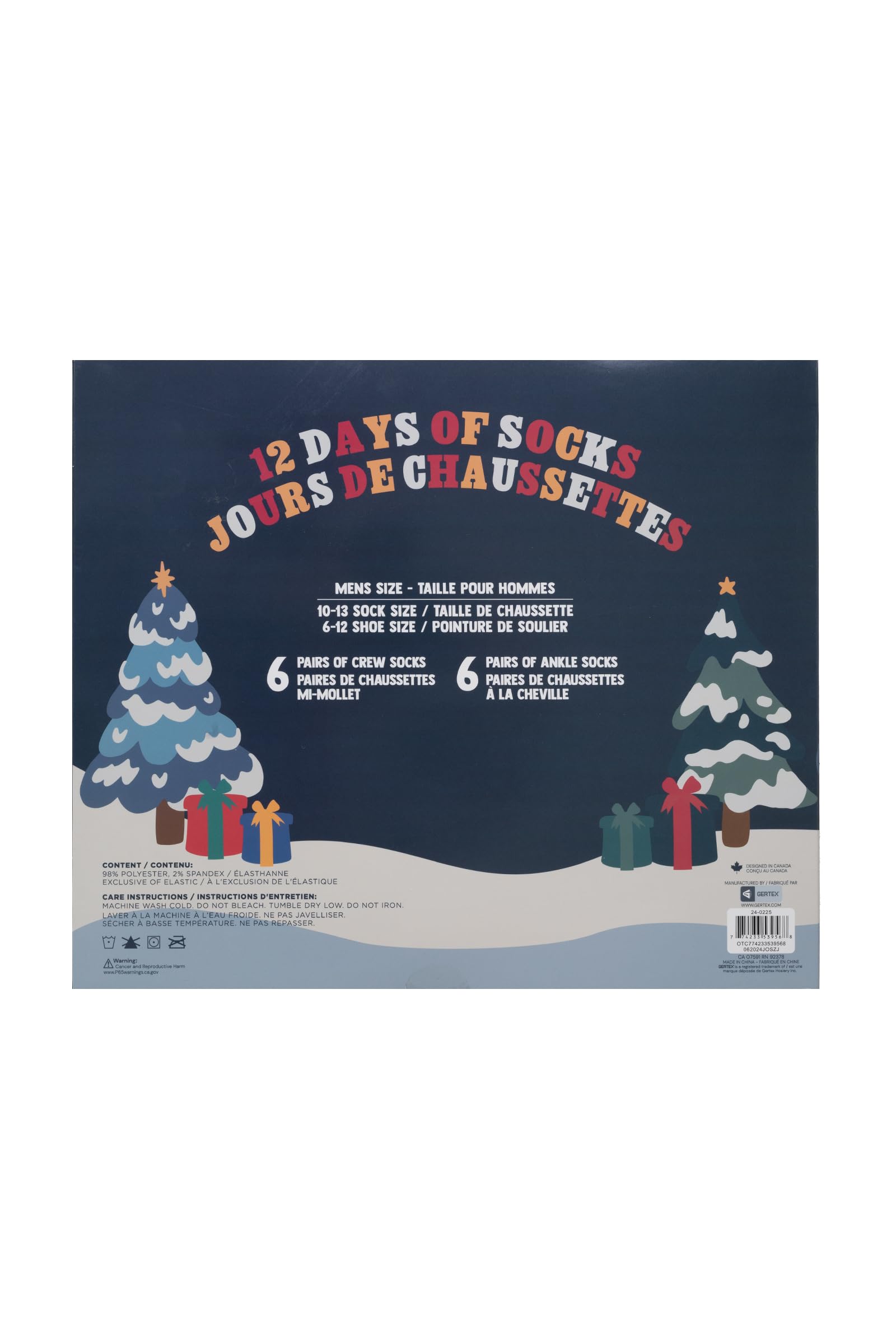 Gertex Men's 12 Days of Socks Holiday Christmas Advent Calendar Gift Box