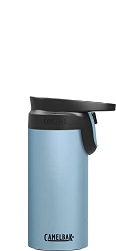 CamelBak Forge Flow Coffee & Travel Mug, Insulated Stainless Steel - Non-Slip Silicon Base - Easy One-Handed Operation - 12oz, Dusk Blue