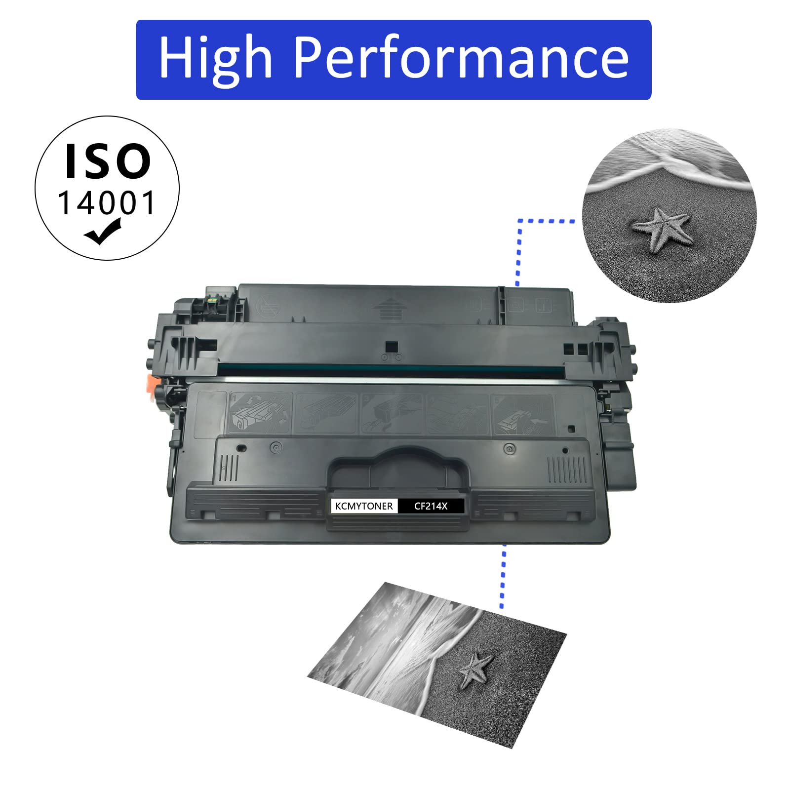 KCMYTONER Compatible Toner Cartridge Replacement for HP 14X CF214X Work with Laserjet Enterprise 700 M712 M725 M712dn M725X Series Printer - Black 2 Pack