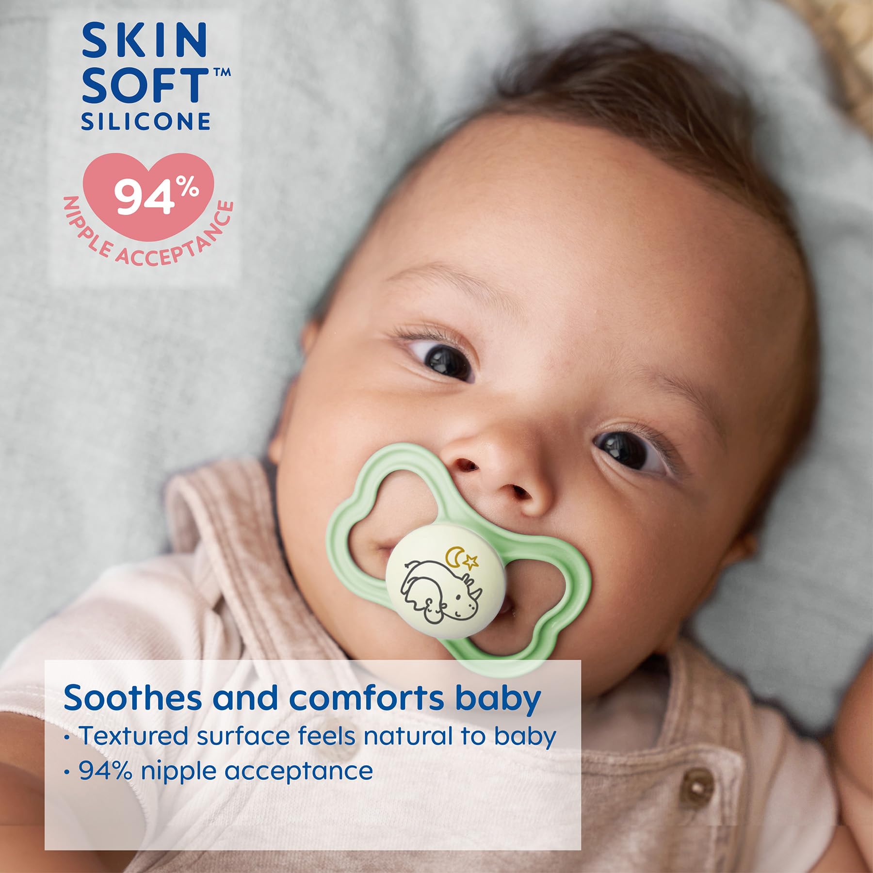 MAM Air Day & Night Baby Pacifier, for Sensitive Skin, Glows in The Dark, 3 Pack, 16+ Months, Boy,3 Count (Pack of 1)