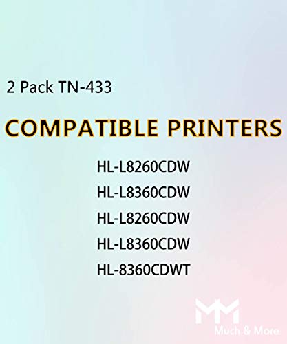 MM MUCH & MORE Compatible Toner Cartridge Replacement for Brother TN-433 TN433 TN433BK TN436 use in MFC-L8900CDW HL-L8260CDW MFC-L8690CDW HL-L8360CDW MFC-L8610CDW MFC-L9570CDW Printer (2-Pack, Black)