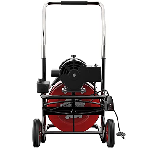 VEVOR Drain Cleaner Machine 100 Ft x 3/8 Inch Auto Feed Drain Cleaning Machine Fits 1 to 4 Inch Pipes, Portable Drain Auger Cleaner with 8 Auger Bits, Electric Drain Auger Plumbing Tool
