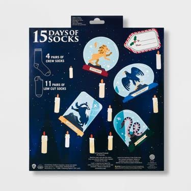 Harry Potter Countdown to Christmas Advent Calendar Set - Bundle with 15 Pairs of Harry Potter Socks for Women Size 4-10 | Harry Potter Gift Box Set