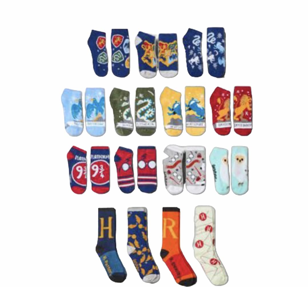 Harry Potter Countdown to Christmas Advent Calendar Set - Bundle with 15 Pairs of Harry Potter Socks for Women Size 4-10 | Harry Potter Gift Box Set