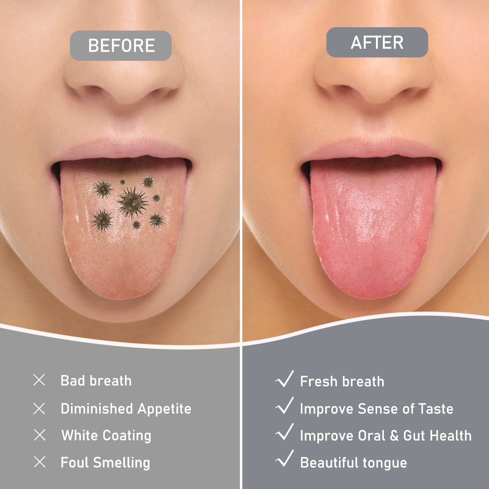 HLFLYG 4 Pack Tongue Scraper, Hygienic Seal-Pack, Professional Eliminate Bad Breath, Stainless Steel Tongue Scrapers, Effectively Improve Oral And Gut Health -silver