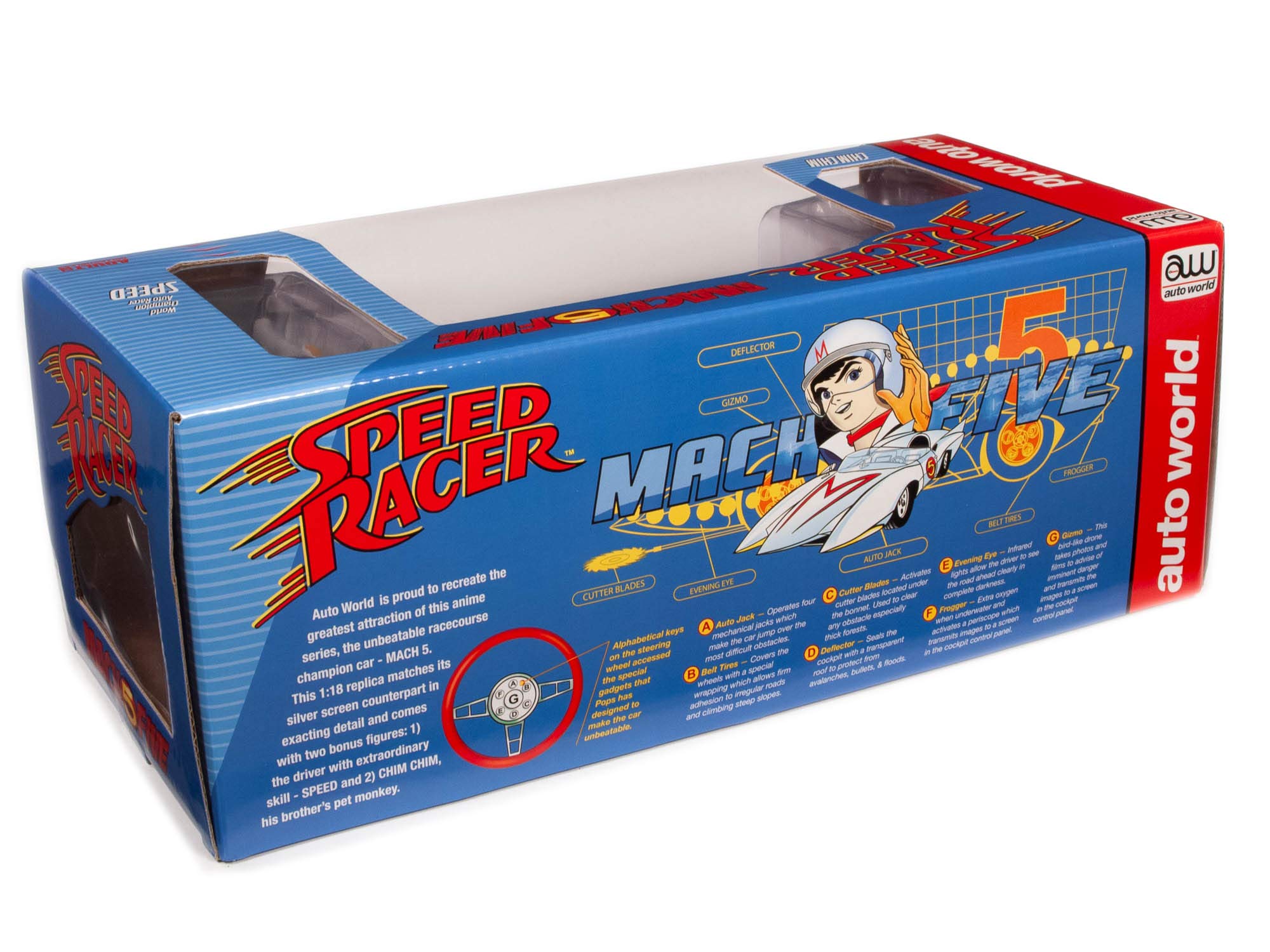 Silver Screen Machines - Speed Racer Mach 5 w/Chim-Chim and Speed Racer Figures (AWSS124)