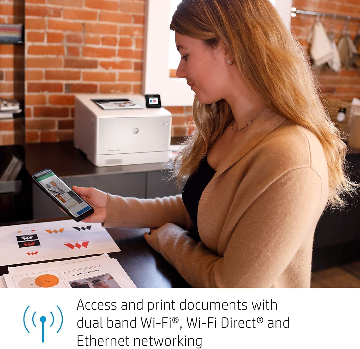 HP Laserjet Pro M454dw Wireless Color Laser Printer (W1Y45A), Print Only, 28ppm, 600x600 dpi, Duplex Printing, 2.7" Color Touchscreen Display, Auto On/Off Technology, Wi-Fi, Lanbertent Printer Cable
