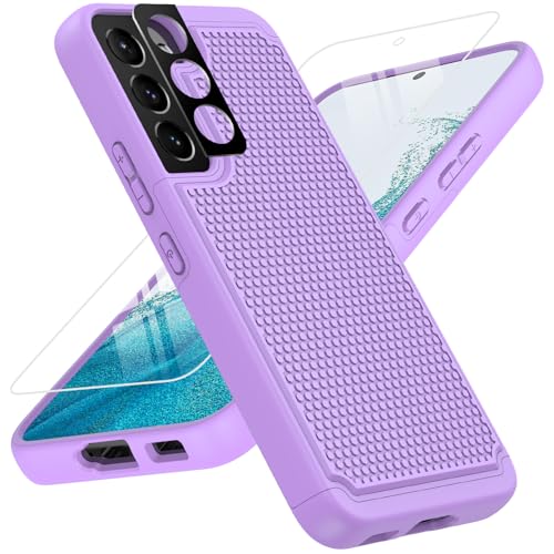 BNIUT for Samsung Galaxy S22 5G Case: Dual Layer Protective Heavy Duty Cell Phone Cover Shockproof Rugged with Non Slip Textured Back - Military Protection Bumper Tough - 6.1inch (Girly Purple)