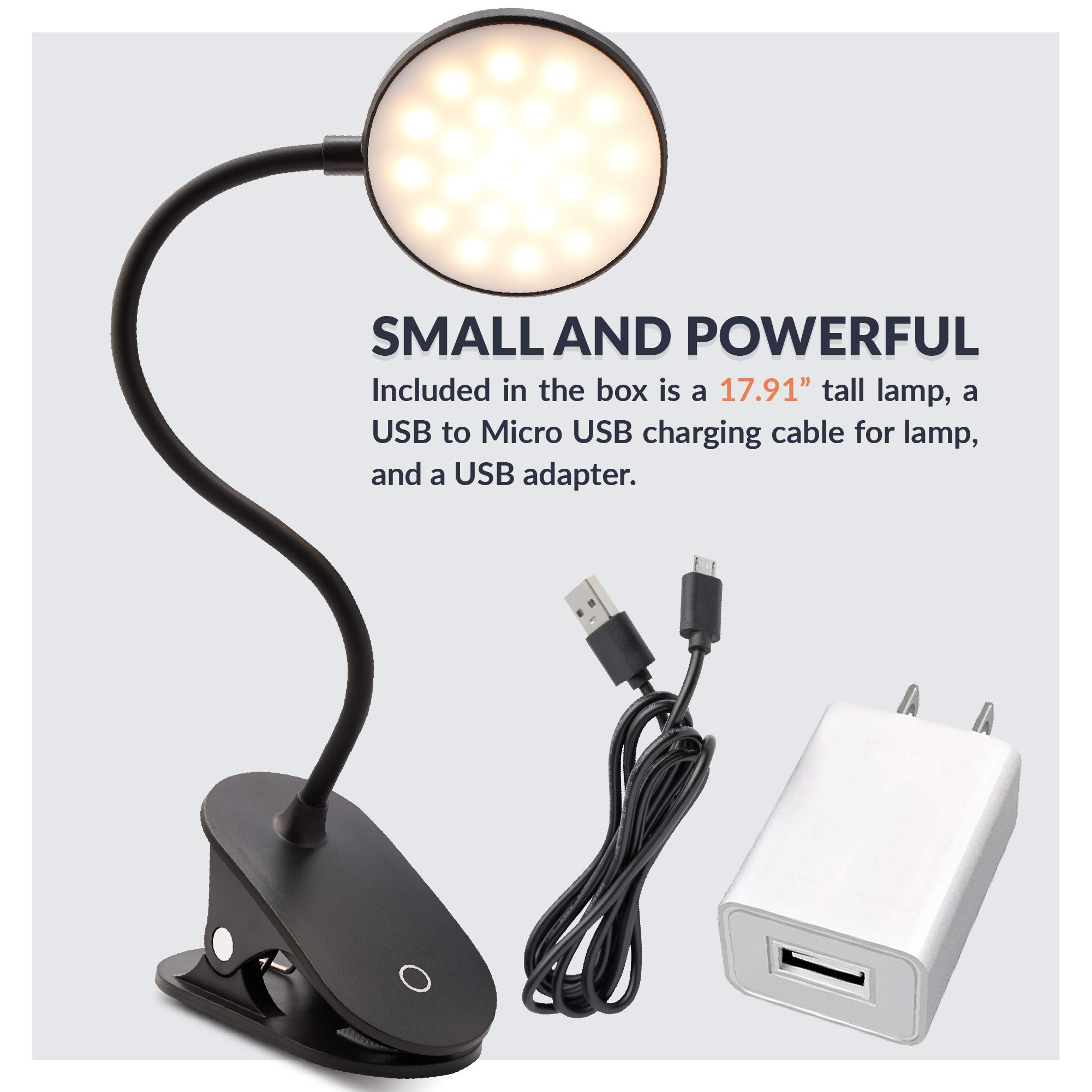Newhouse Lighting NHCLP-USBC-BK Black Plastic Flexible and Dimmable Clip Light Clamp-Style Energy-Efficient LED Lamp with USB-C Charging Port for Office or Bedroom Use