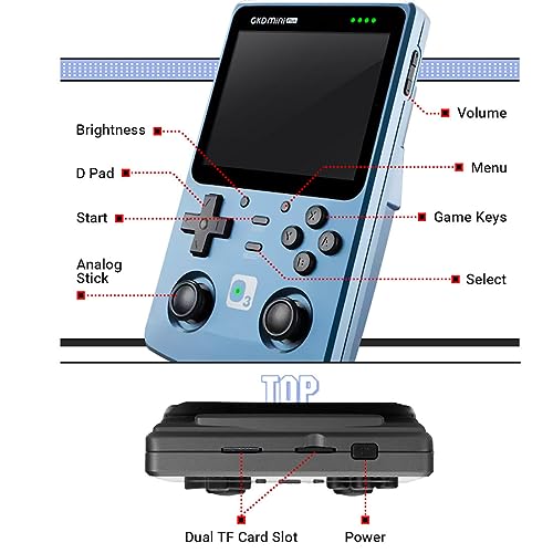 GKD Mini Plus Classic Handheld Retro Game Console 16GB+128GB with 10000 Games, 3.5-inch IPS Screen Portable Arcade Rechargeable Games Emulators for Kids and Adults (Blue)