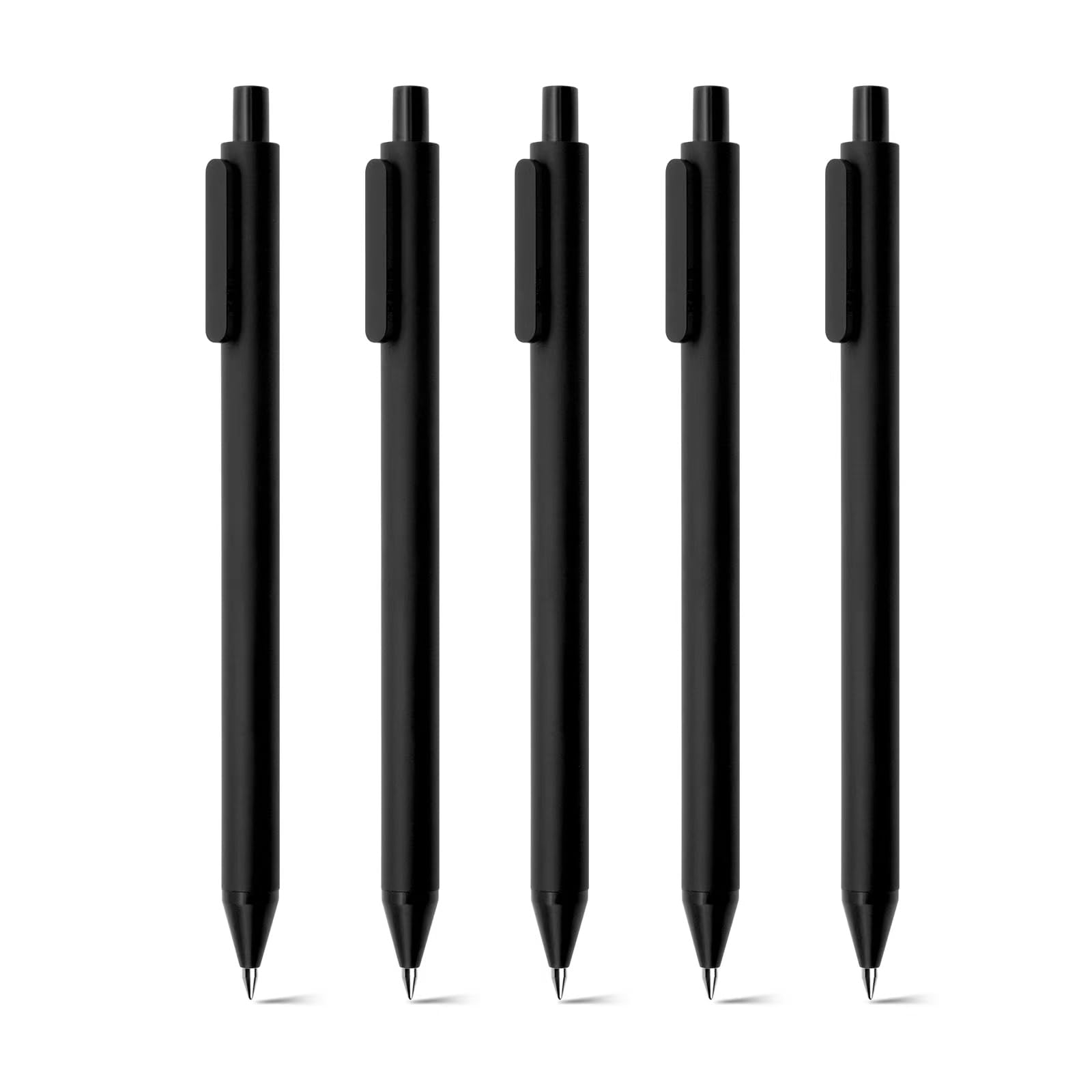 KACO Retractable Gel Pens 0.5mm Extra Fine Point, Pack of 10, Black Barrel with Black Ink