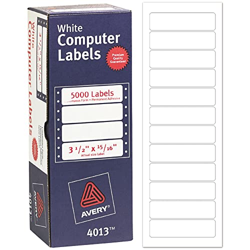 Avery Dot Matrix Printer Address Labels, 15/16" x 3 1/2", White, 5,000 Customizable Blank Labels (4013)