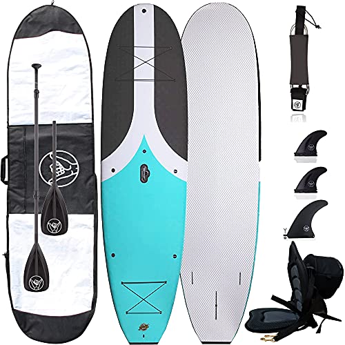 South Bay Board Co. - 10’4 Big Cruiser Stand Up Paddle Board Package - Wax-Free Soft-Top Paddle Board, Bag, Kayak Seat, Paddle, Leash, & Fins - Best Beginner SUP Package for Adults