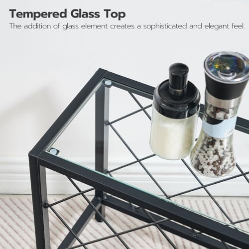 HOOBRO Wine Rack Countertop, 10-Bottle Wine Storage Rack, Freestanding Modern Glass Metal Small Wine Rack, Tabletop Wine Holder Stand for Bar, Dining Room, Kitchen, Black BK11JJ01