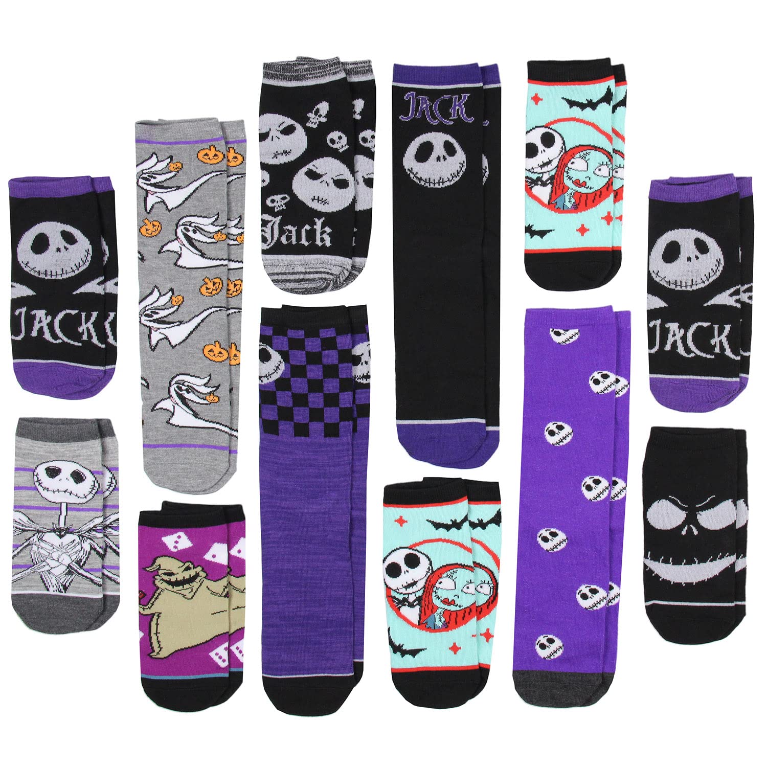 Disney Nightmare Before Christmas 12 Days of Socks Ankle and Crew Character Designs 12 Pair Socks Box Set