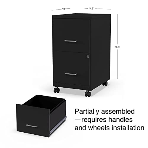 STAPLES 2-Drawer Vertical Locking File Cabinet (Black, Sold as 1 Each) – Holds Letter Size Documents, Measures 26.3" H x 14" W x 18" D, Secure Filing Cabinet with Included Key Lock
