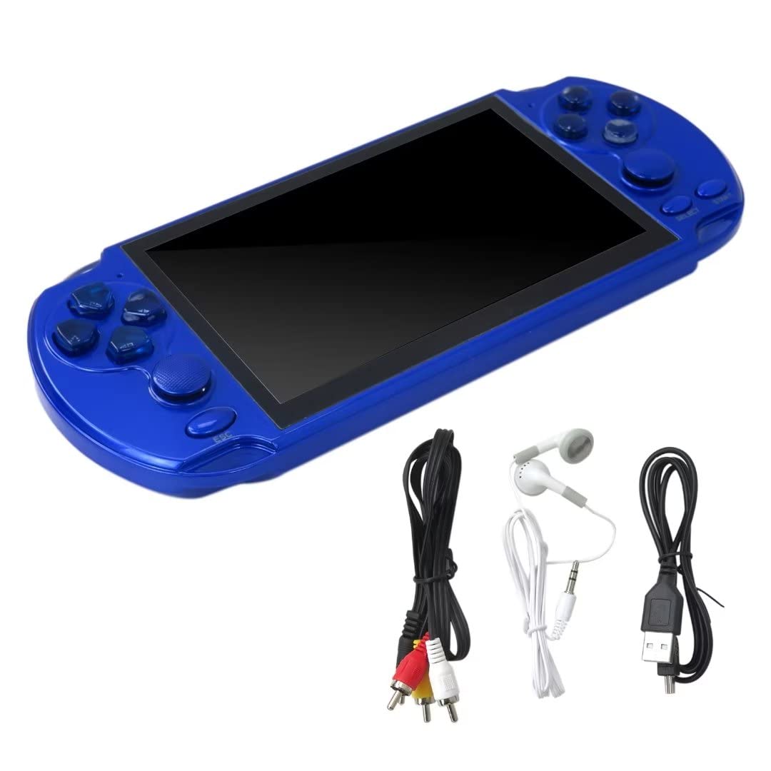 Built in 10000 Games Retro Handheld Video Game Console 5.1'' 8GB Retro Handheld Game Console Portable Video Game(Blue)