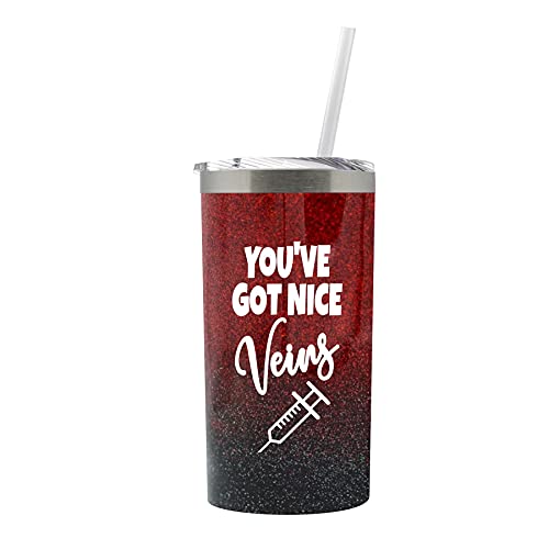 Phlebotomy Tech Gifts for Women Funny Technician Water Bottle Tumbler Travel Cup with Straw and Lid 0115