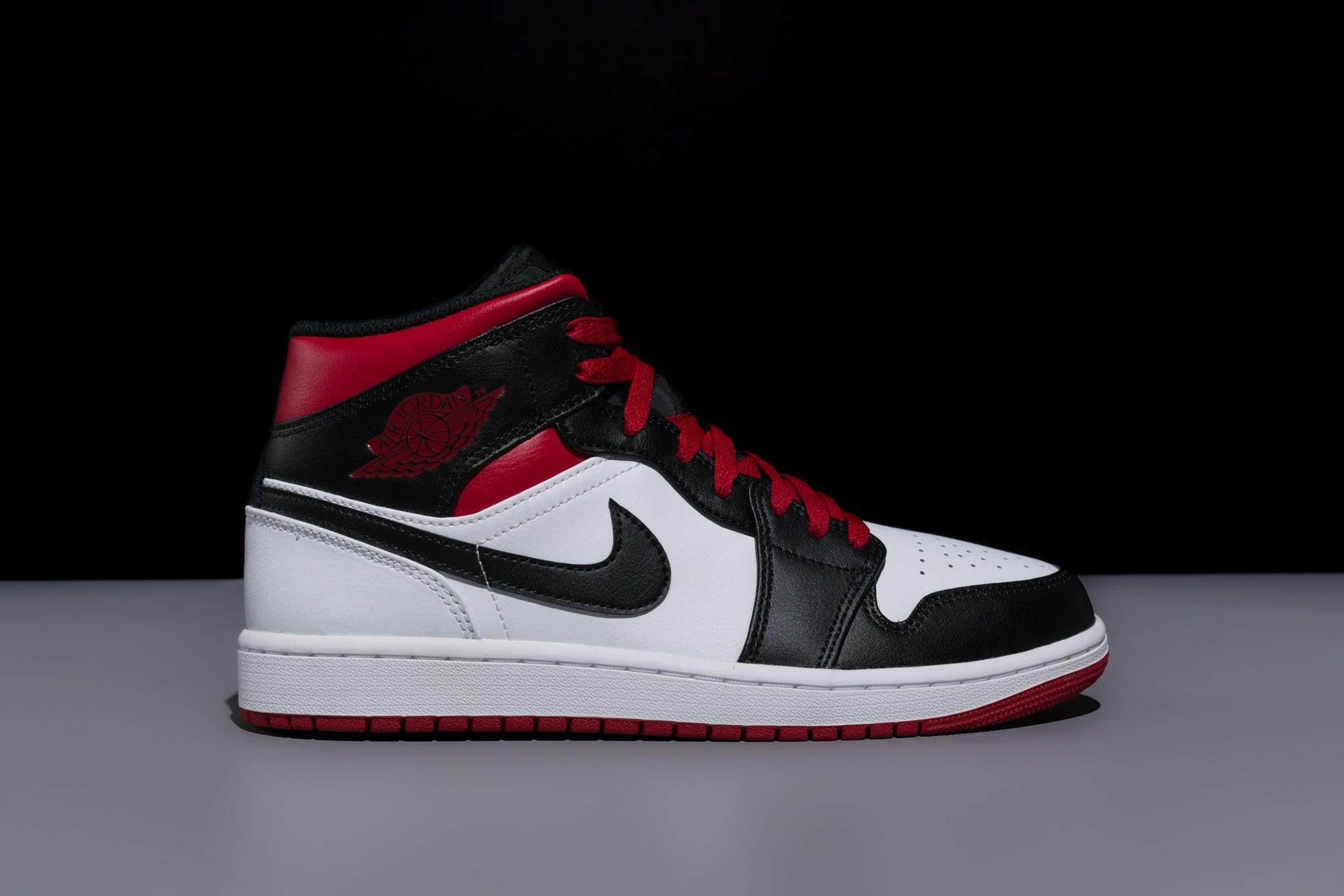 Air Jordan 1 Mid Men's Shoes Size - 9.5 White/Gym Red-Black
