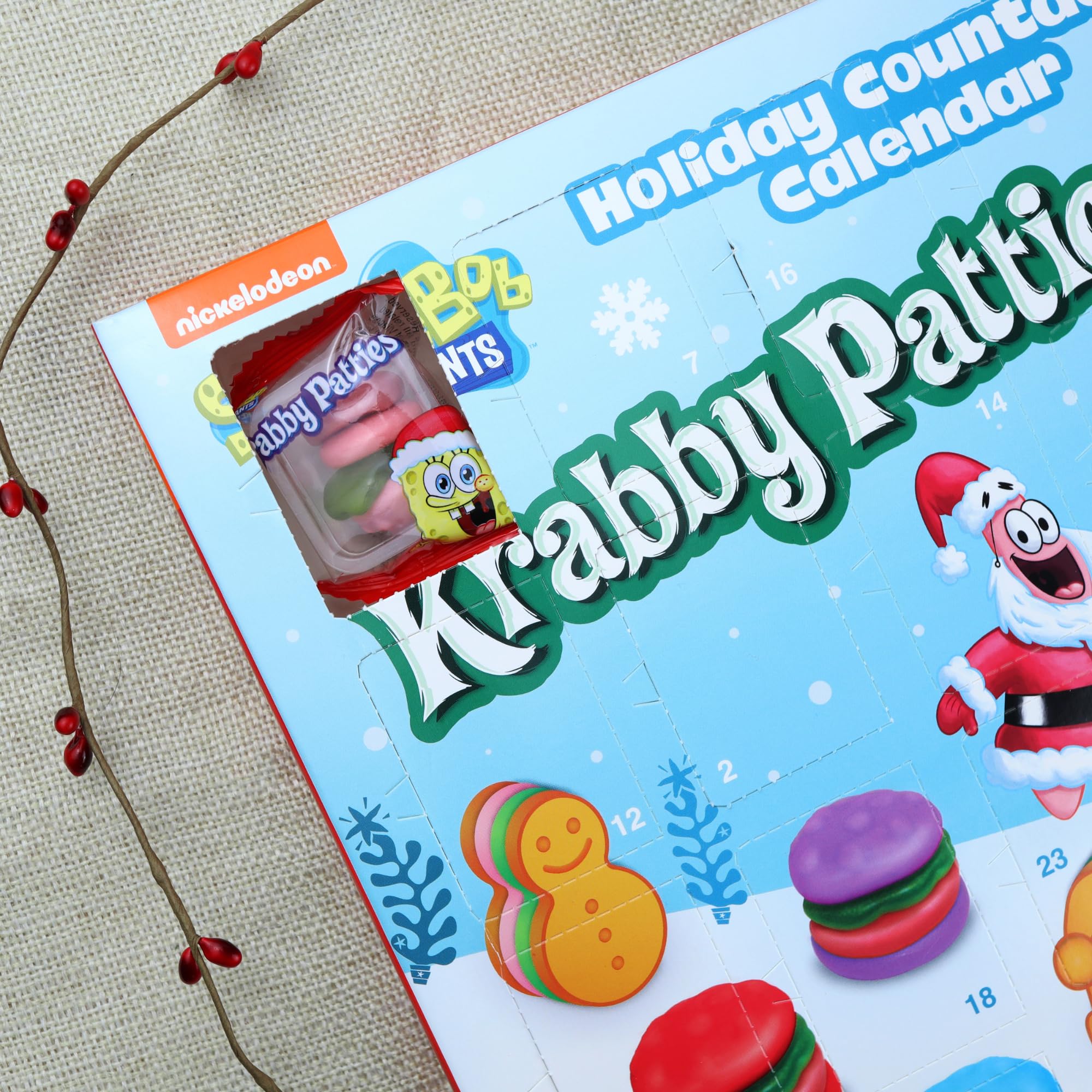 Frankford SpongeBob SquarePants Advent Calendar-24 Days of Krabby Patty Treats, Countdown to Christmas, 7.62 Ounces