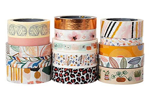 Scotch Washi Tape, Whimsical Design, 15 Rolls, Great for Bullet Journaling, Scrapbooking and DIY Décor (C1017-15-P5)