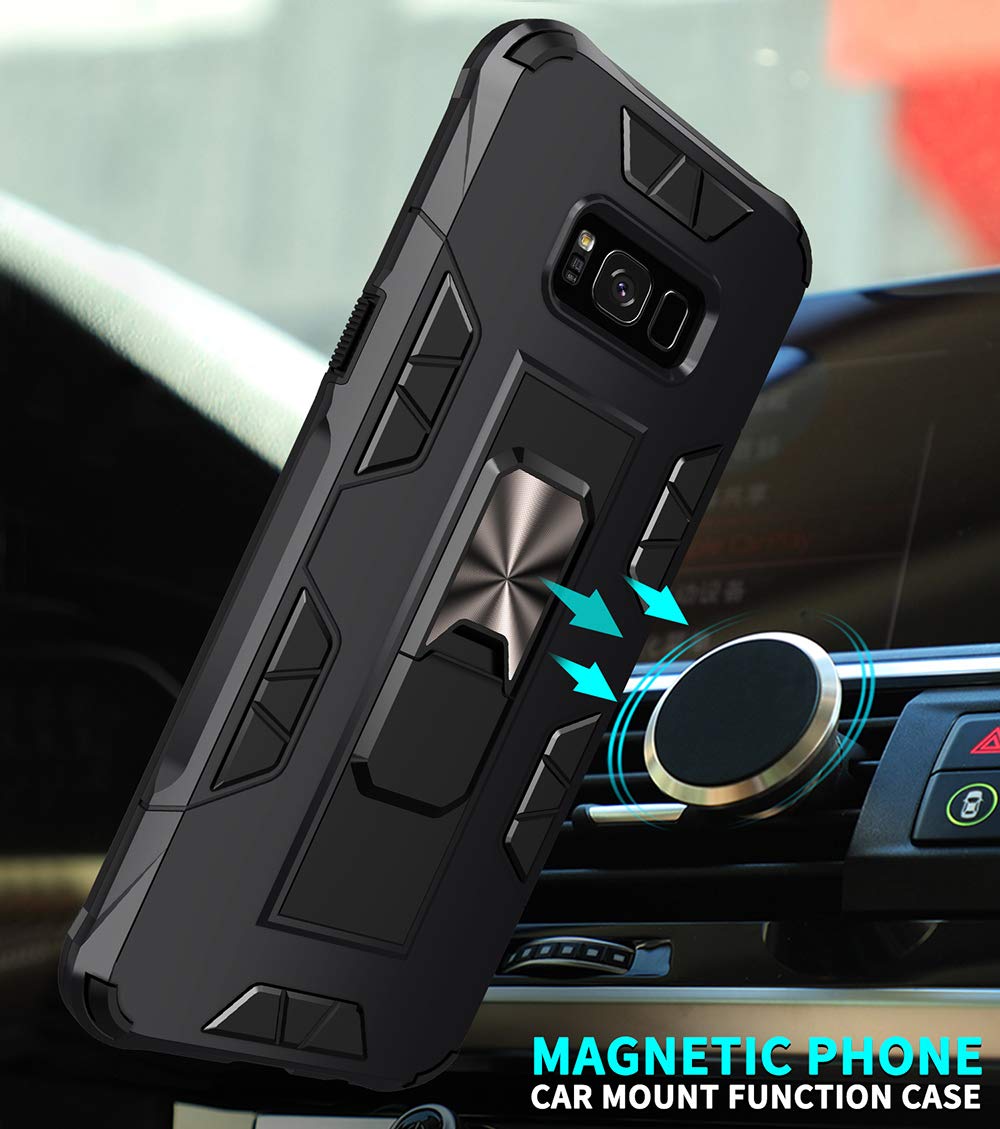 for Samsung Galaxy S8 Plus Case Samsung Galaxy S8+ Case Military Grade Built-in Kickstand Case Holder Armor Heavy Duty Shockproof Cover Protective for Samsung Galaxy S8 Plus Phone Case (Black)