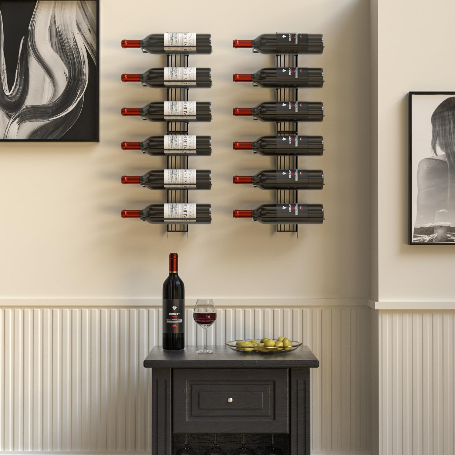 J JACKCUBE DESIGN Wall Mount Wine Rack Organizer for 12 Bottles, Heavy Duty Steel Wine Champagne Liquor Storage Display Holder Rack for Kitchen, Wine Cellar and Home Decor- MK823B