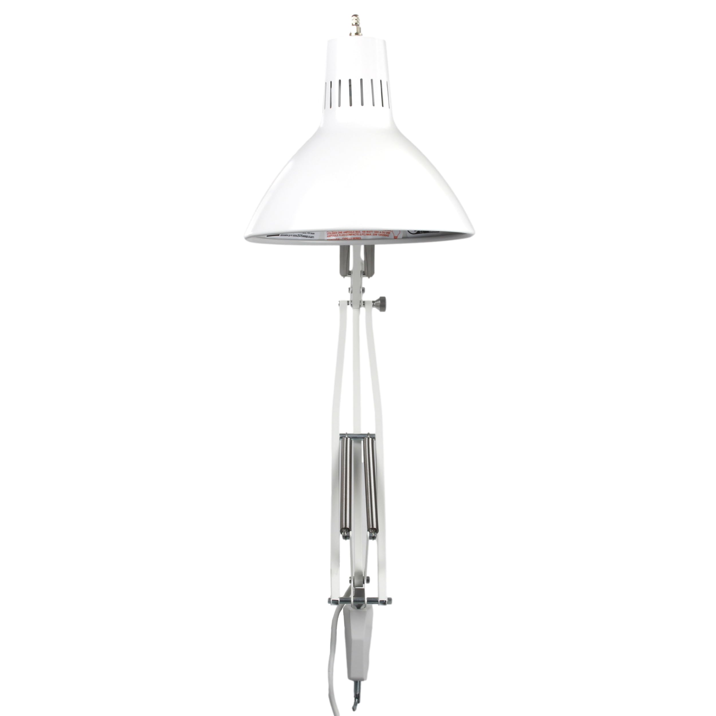 Luxo LS1AWT LS 23W CFL Task Light, 45" Powder-Coated Arm with External Springs, Edge Clamp, White