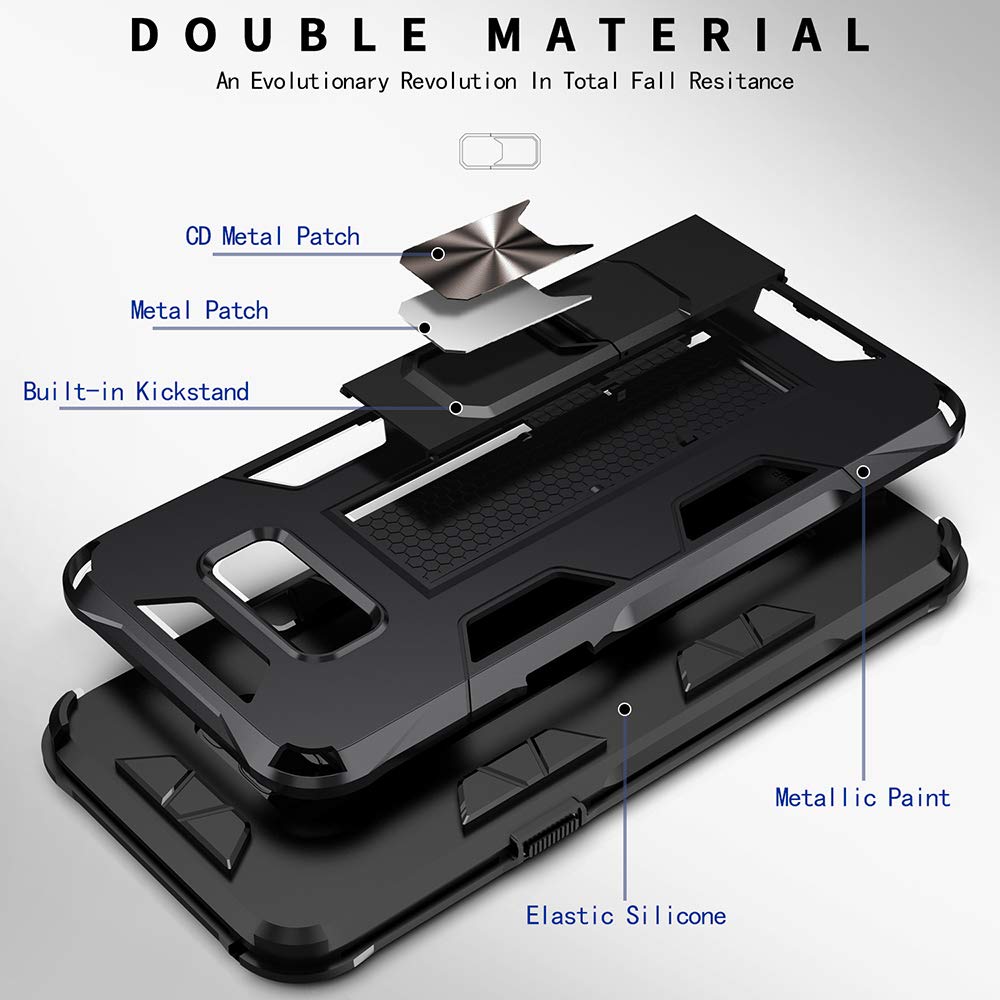 for Samsung Galaxy S8 Plus Case Samsung Galaxy S8+ Case Military Grade Built-in Kickstand Case Holder Armor Heavy Duty Shockproof Cover Protective for Samsung Galaxy S8 Plus Phone Case (Black)