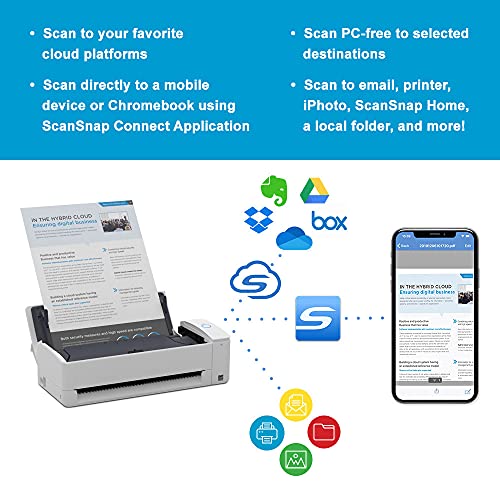 Fujitsu ScanSnap iX1300 Compact Wireless or USB Double-Sided Color Document, Photo & Receipt Scanner with Auto Document Feeder and Manual Feeder for Mac or PC, White