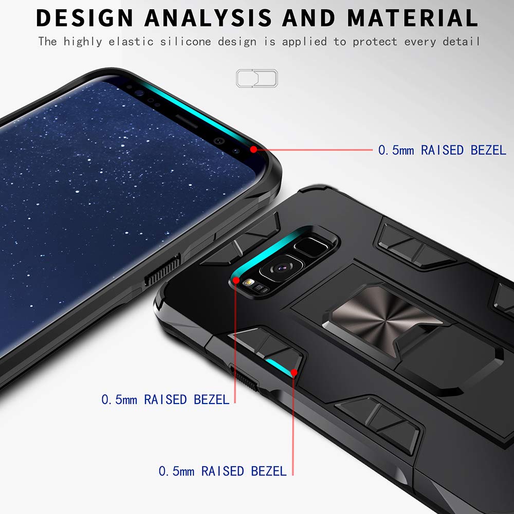 for Samsung Galaxy S8 Plus Case Samsung Galaxy S8+ Case Military Grade Built-in Kickstand Case Holder Armor Heavy Duty Shockproof Cover Protective for Samsung Galaxy S8 Plus Phone Case (Black)