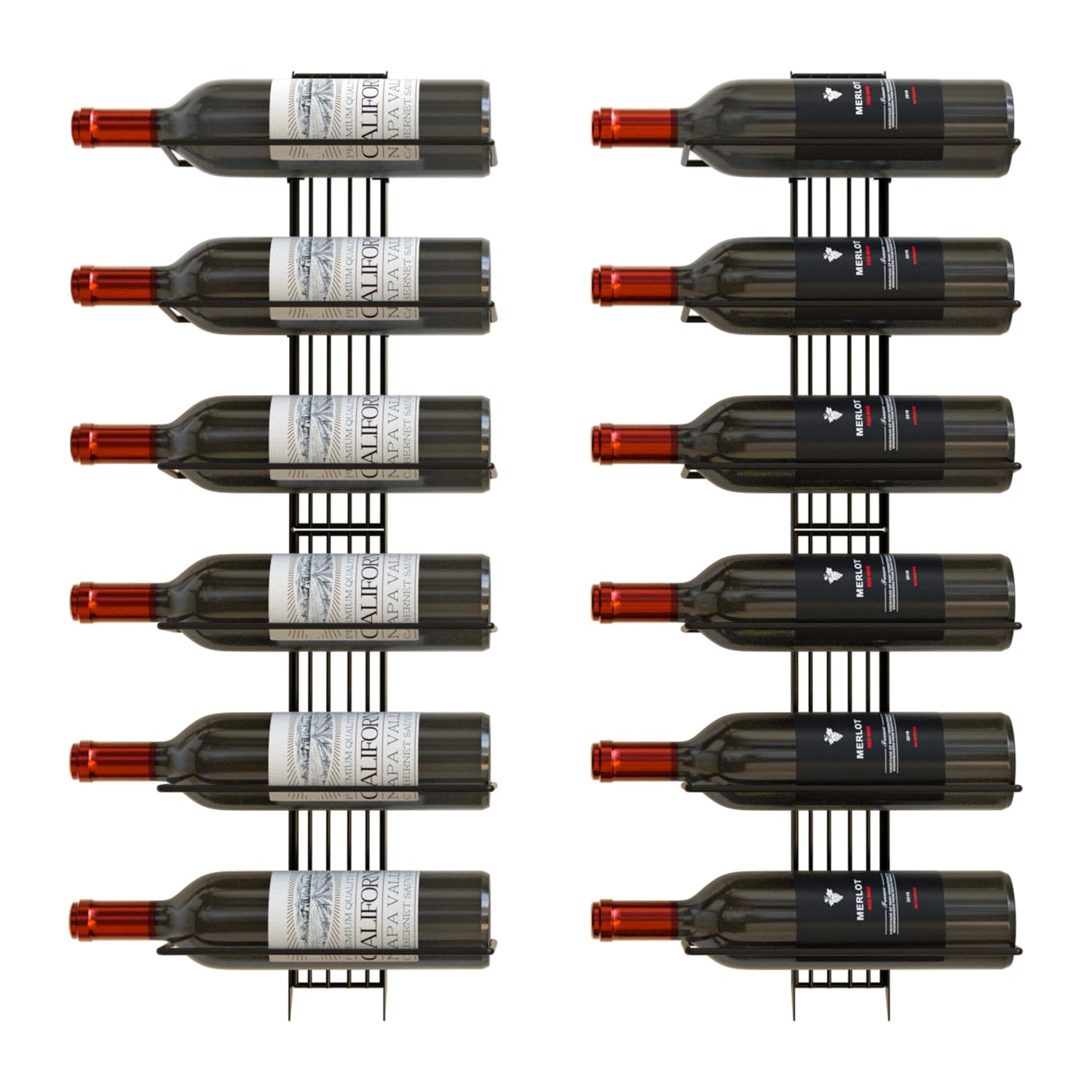 J JACKCUBE DESIGN Wall Mount Wine Rack Organizer for 12 Bottles, Heavy Duty Steel Wine Champagne Liquor Storage Display Holder Rack for Kitchen, Wine Cellar and Home Decor- MK823B