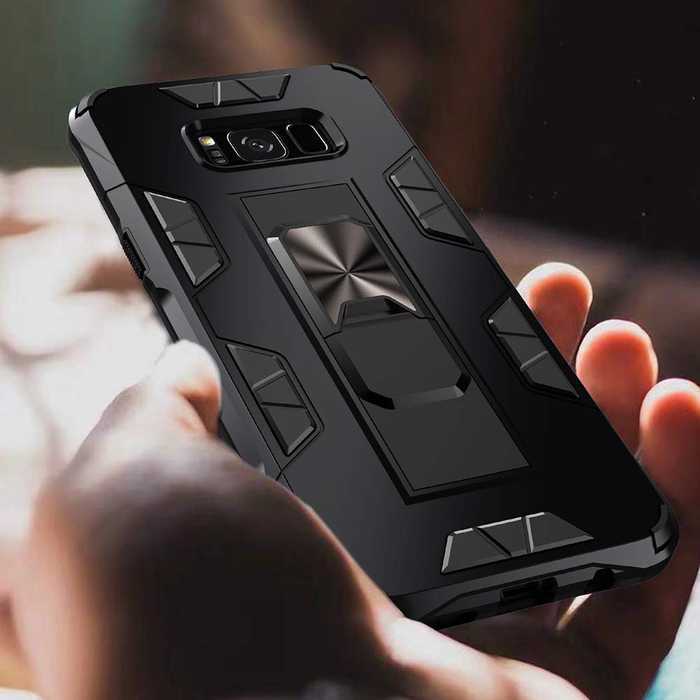 for Samsung Galaxy S8 Plus Case Samsung Galaxy S8+ Case Military Grade Built-in Kickstand Case Holder Armor Heavy Duty Shockproof Cover Protective for Samsung Galaxy S8 Plus Phone Case (Black)