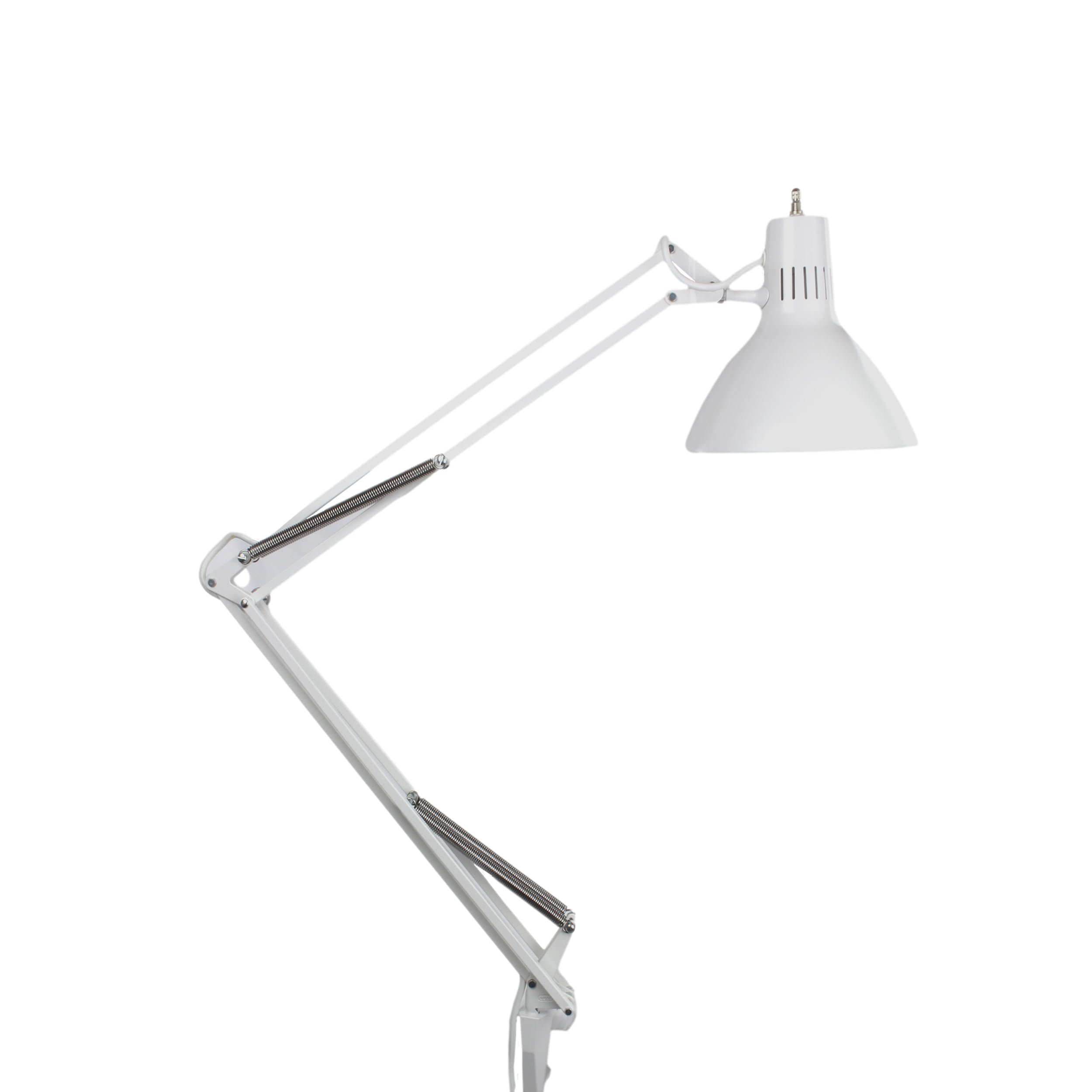 Luxo LS1AWT LS 23W CFL Task Light, 45" Powder-Coated Arm with External Springs, Edge Clamp, White