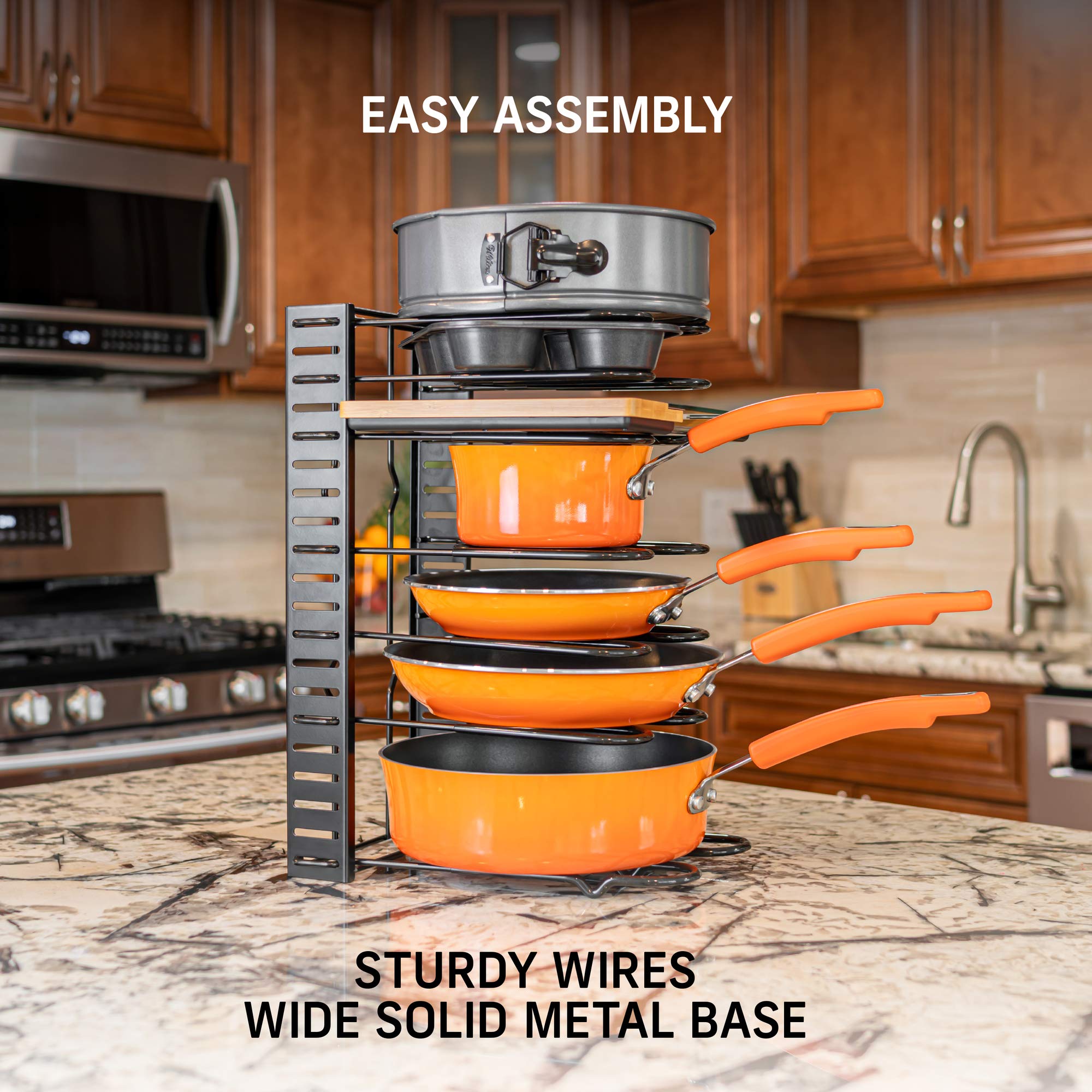 MAGIC HOME USA Pots and Pans Organizer – Kitchen Cabinet Organization and Storage – Pot Rack Organizers – 3 DIY Methods – Adjustable Pot Lid Holder for Kitchen Counter Pantry – Pot and Pan Organizer