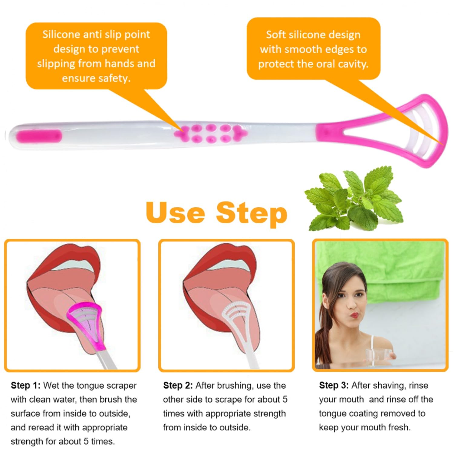 SenseYo Colorful 6 Pcs 100% BPA Free Tongue Scraper Cleaner Universal for Adults Kids for Reducing Bad Breath Keeping Oral Health