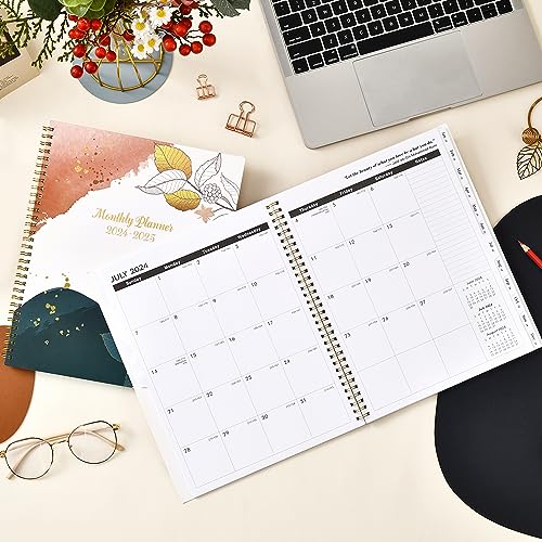 2024-2025 Monthly Planner - 18 Monthly Planner/Calendar 2024-2025, July 2024 - December 2025, 9" x 11", Monthly Tabs, Holidays, Back Pocket, Twin-Wire Binding, Note Pages, Thick Paper