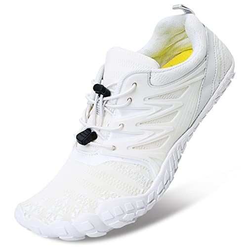 L-RUN Mens Breathable Beach Aqua Socks Quick Dry White M US (Women 12, Men 10)=EU43