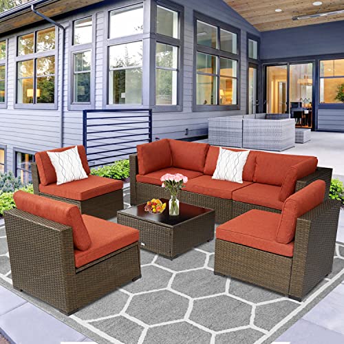 ide·o Patio Furniture Sets Backyard Furniture - 7 PCS Patio Conversation Sets, Wicker Patio Furniture, Outdoor Patio Set, Outdoor Patio Furniture