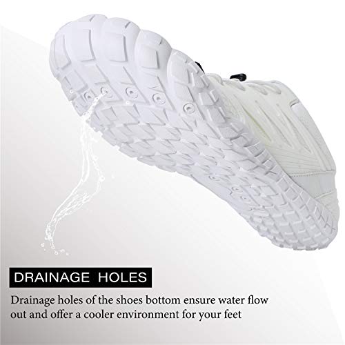 L-RUN Mens Breathable Beach Aqua Socks Quick Dry White M US (Women 12, Men 10)=EU43