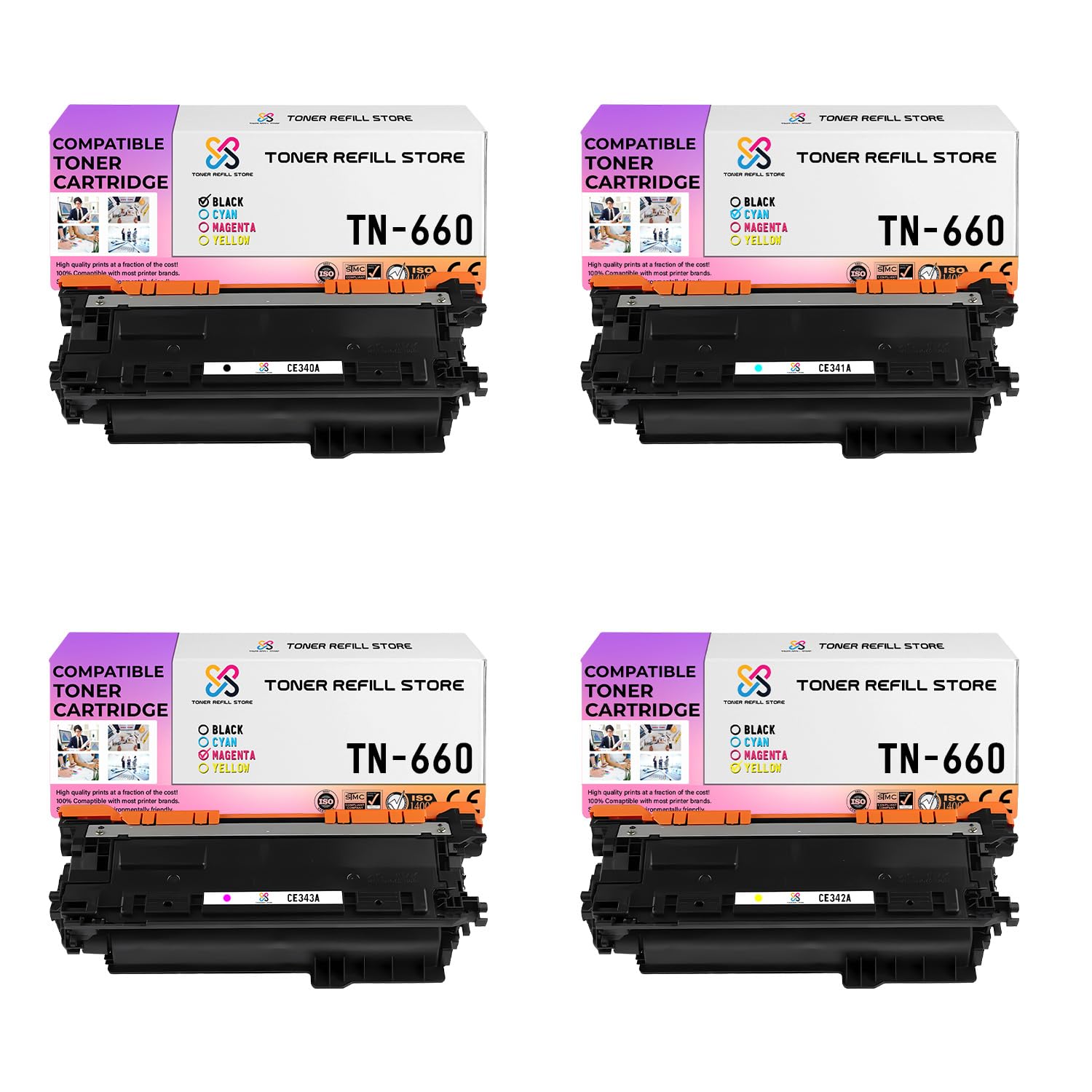 Toner Refill Store Compatible Toner Cartridge Replacement for HP 651A Works with HP Laserjet Enterprise 700 Color MFP M775dn M775f M775z M775z Plus Printers (Black, Cyan, Magenta, Yellow, 4 Pack)