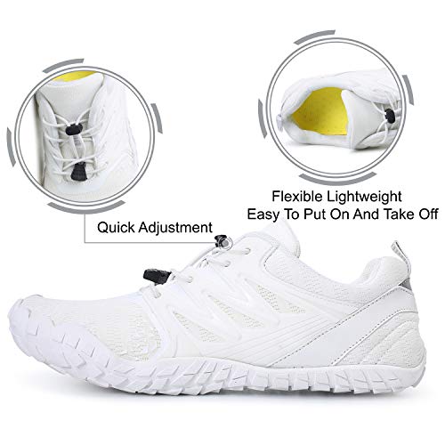 L-RUN Mens Breathable Beach Aqua Socks Quick Dry White M US (Women 12, Men 10)=EU43