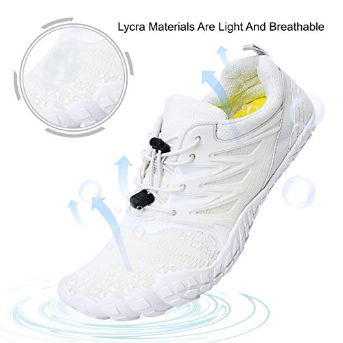 L-RUN Mens Breathable Beach Aqua Socks Quick Dry White M US (Women 12, Men 10)=EU43